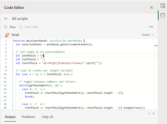 Office Scripts: Generate Custom GUID(s) | console.log('Charles');