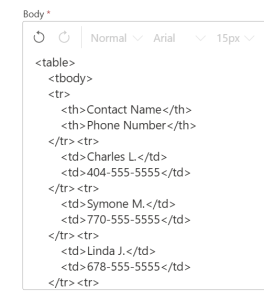 Power Automate: Dynamically Compose HTML Emails | console.log('Charles');