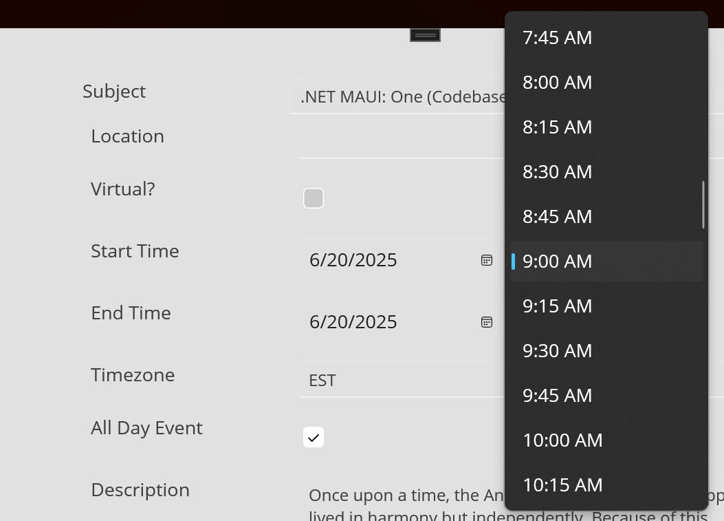 .NET MAUI: Picker for Time | XAML vs C# | console.log('Charles');